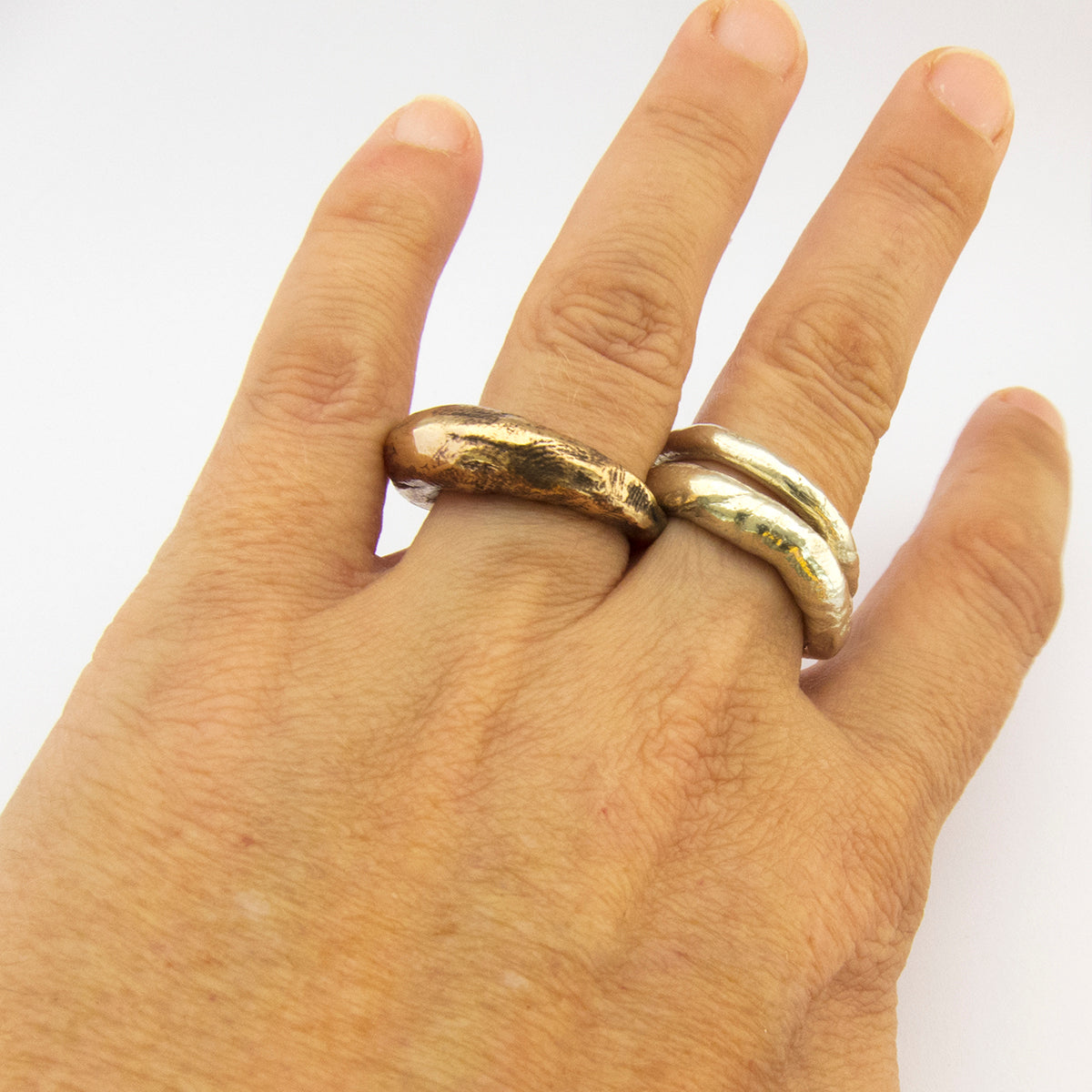 Organic ring in silver, brass or bronze - 5mm – Savage Jewellery